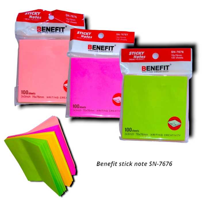 STICKY NOTES KERTAS WARNA 76X76 MEMO TEMPEL KOTAK 100 LBR | Lazada ...