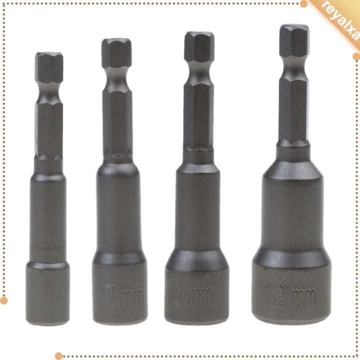 6mm /7mm / 10mm /12mm Hex Magnetic Nut Driver Set Socket Bit Adapter ...