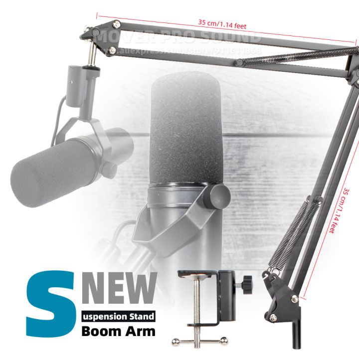 เดสก์ท็อป Suspension ขาตั้งไมโครโฟน Boom Arm สำหรับ SHURE SM7B SM7 SM ...