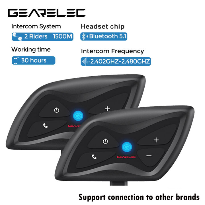 GEARELEC DK01 Bluetooth Motorcycle Helmet Intercom Headset IP65 ...