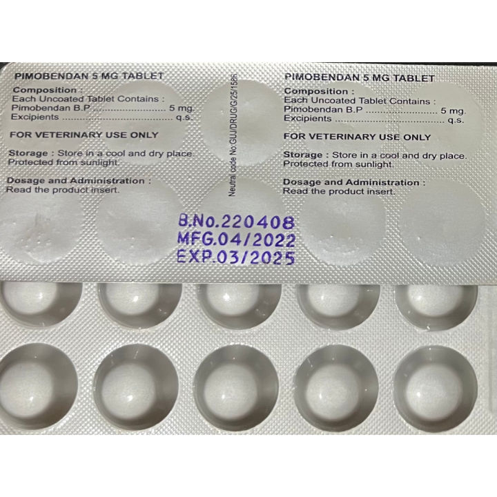 【Pet】 Pimobendan 5mg and 1.25mg (10 Tablets) (Exp: March 2025) | Lazada PH