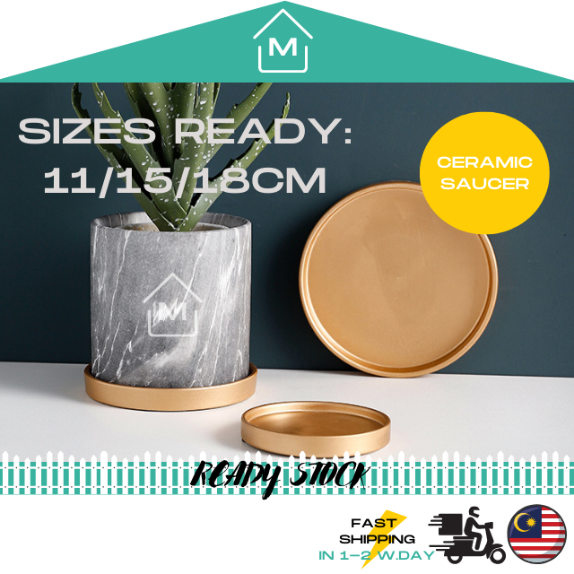 Round Ceramic Flower Planter Pot Saucer Succulent Cactus Orchid Trays ...