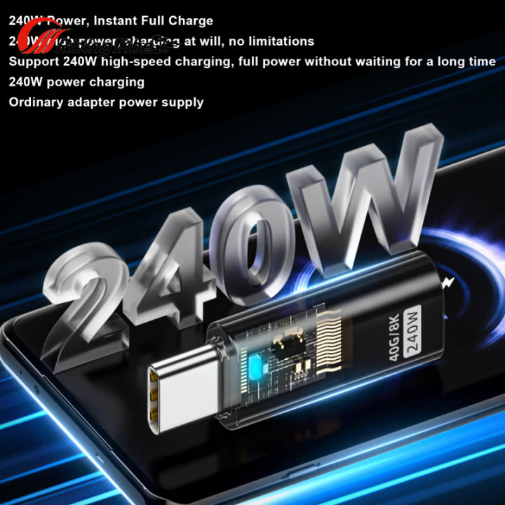 USB C Adapter Transparent 240W Power Charger 40Gbps Fast Data Transfer ...