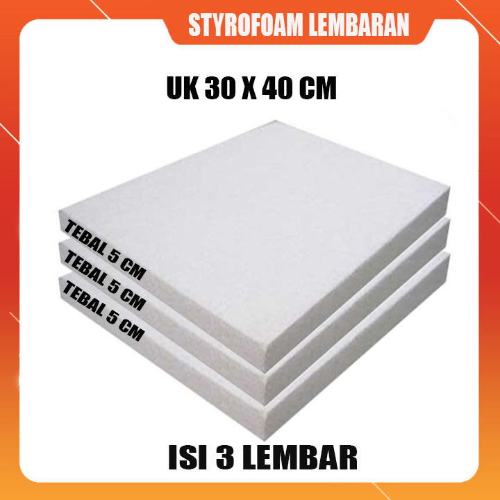 Styrofoam lembaran tebal 5 cm uk 30 x 40 isi 3 lembar | Lazada Indonesia