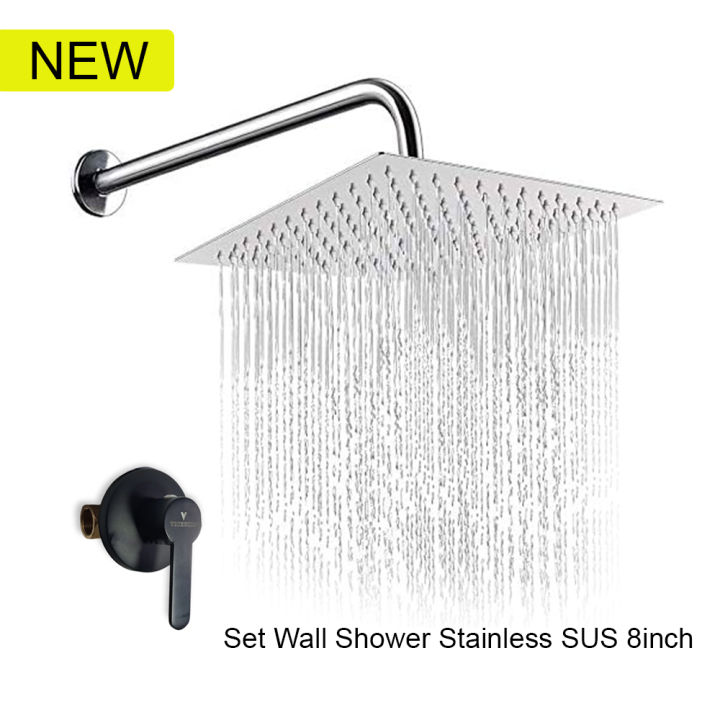 Paket Shower Set Kran Tanam 1/2" Shower Kran Tanam Shower 8" Shower Tembok Stainless / Shower ...