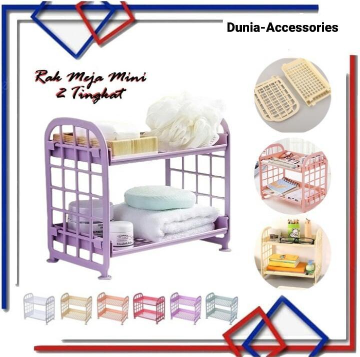 Rak Meja Plastik Mini 2 Tingkat Multifungsi / Rak 2 Susun Rak Meja Mini ...