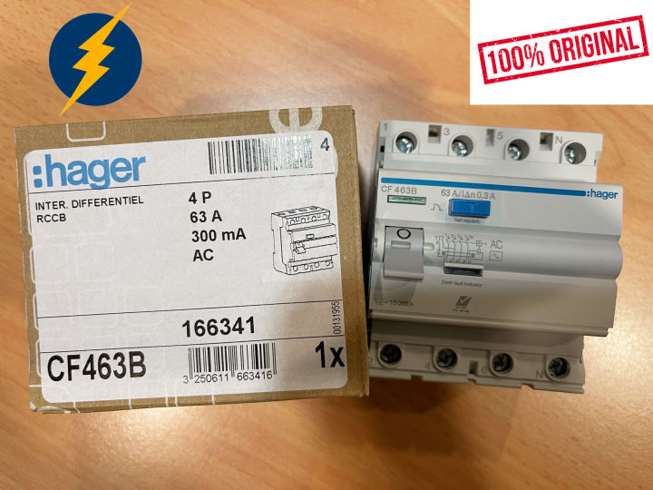 HAGER CF463B 63AMP 4 POLE 300mA RCCB ELCB | Lazada