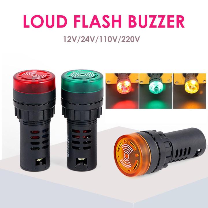 Car Signal Light LED Flash Alarm Indicator Signal Lamp With Buzzer Beep 12/24/110/220V AD16-22SM ...