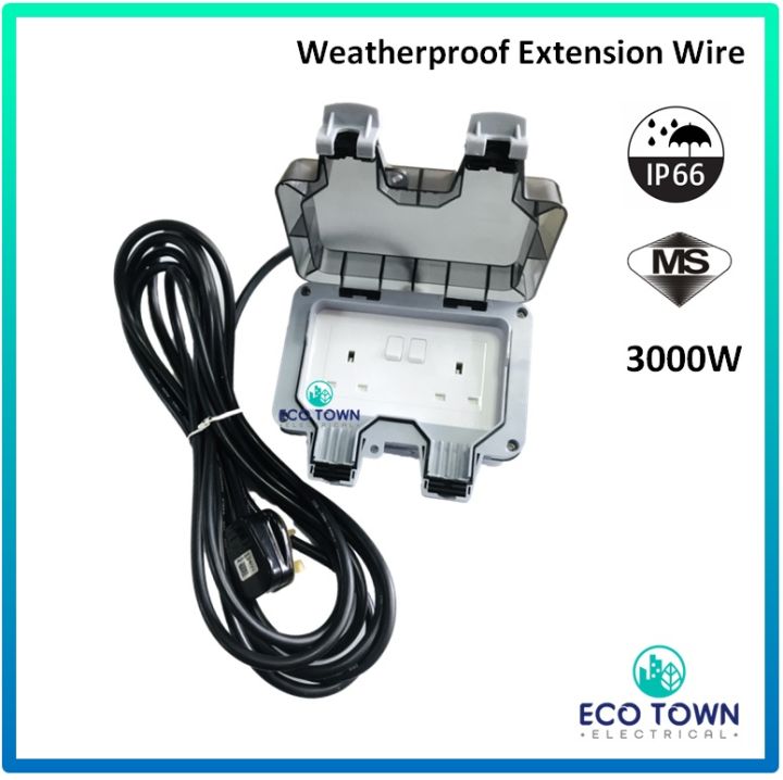 Heavy Duty Weatherproof Double Extension Socket Outdoor IP66 3000W ...