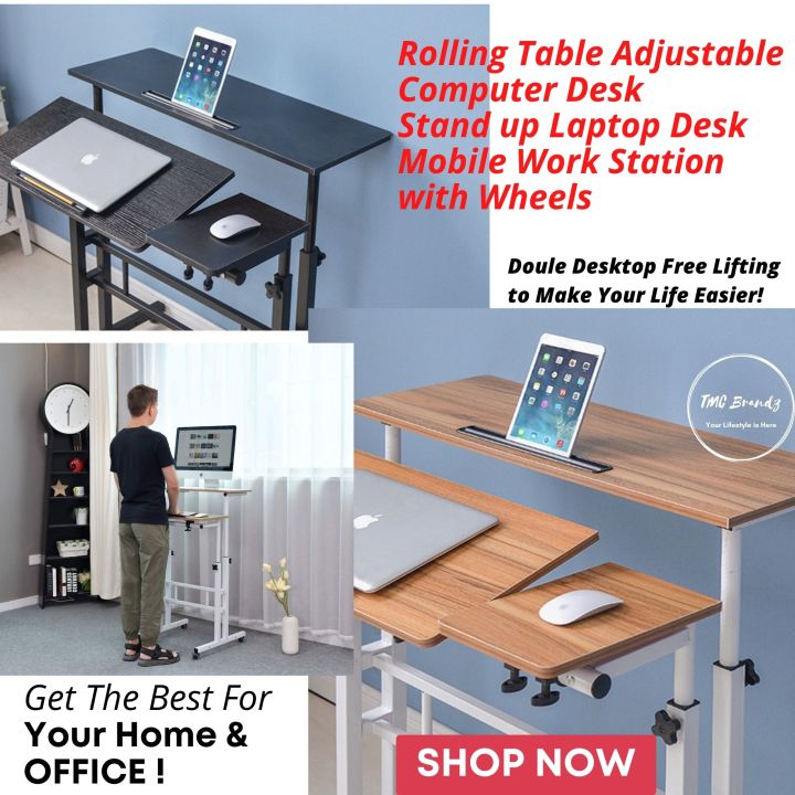 Rolling & Ergonomic Design Standing Height Adjustable Multi Function ...