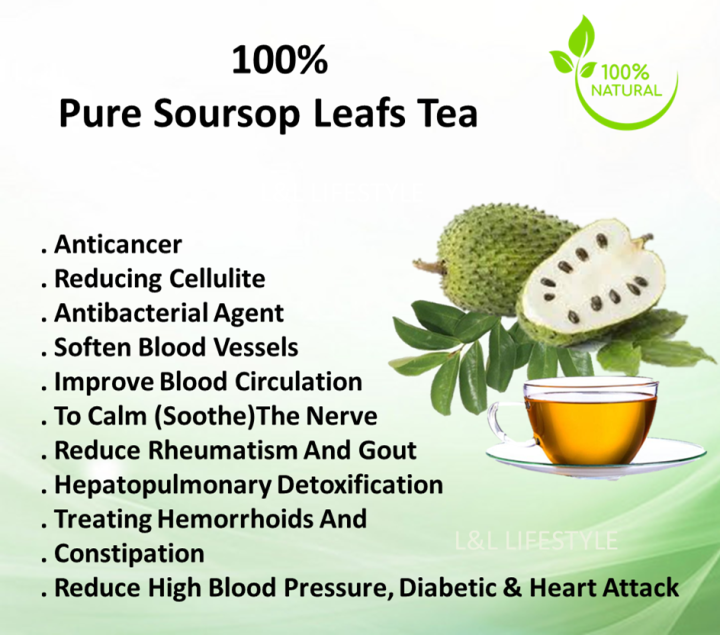 (my seller )100% Pure Natural Soursop Leaf Tea Bag (1.5g x 20 sachets ...