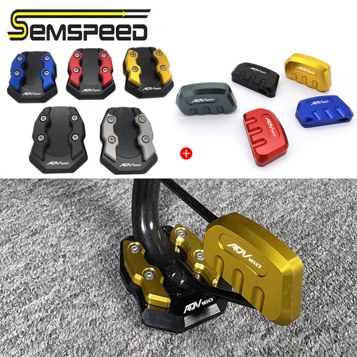 SEMSPEED Motorcycle CNC Foot Side Kick Stand Plate + Kicksand Enlarge Extension Pad For Honda ...