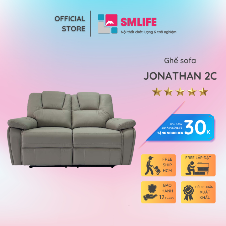 Ghế sofa đôi ngã lưng thư giãn sang trọng SMLIFE Jonathan 2C D157 x R96 x C99cm nâng hạ lưng ghế ...