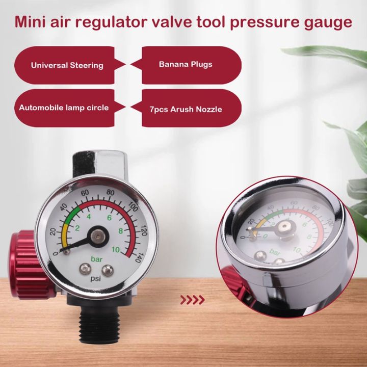 1Pc 1/4 inch Mini Air Regulator Valve Tool Small Tail Pressure Gauge 48 ...