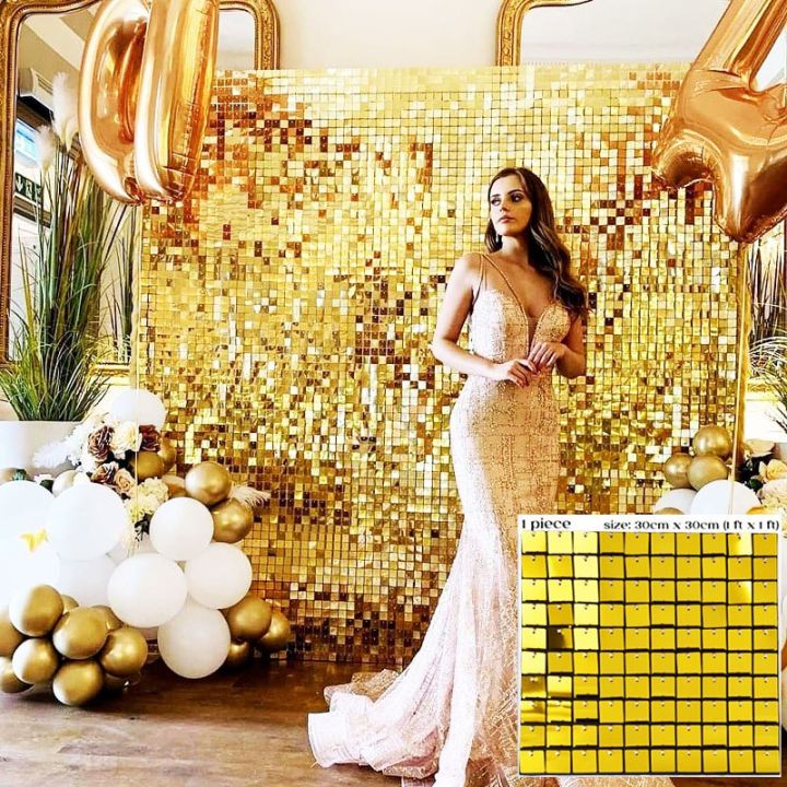 Shimmer Wall Backdrop 30*30cm Square Sequin Wall Panels for Wedding ...