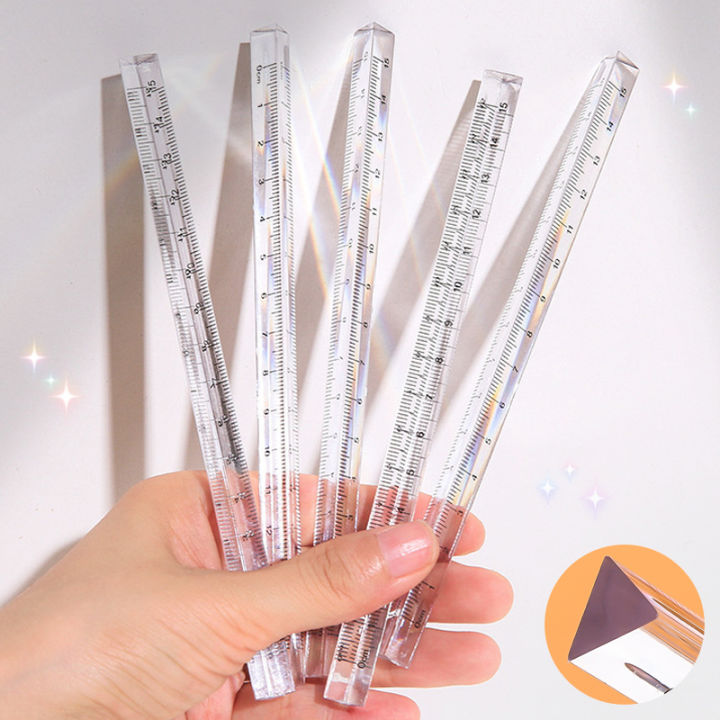 15/20cm Transparent Triangular Prism Straight Ruler for Designing ...