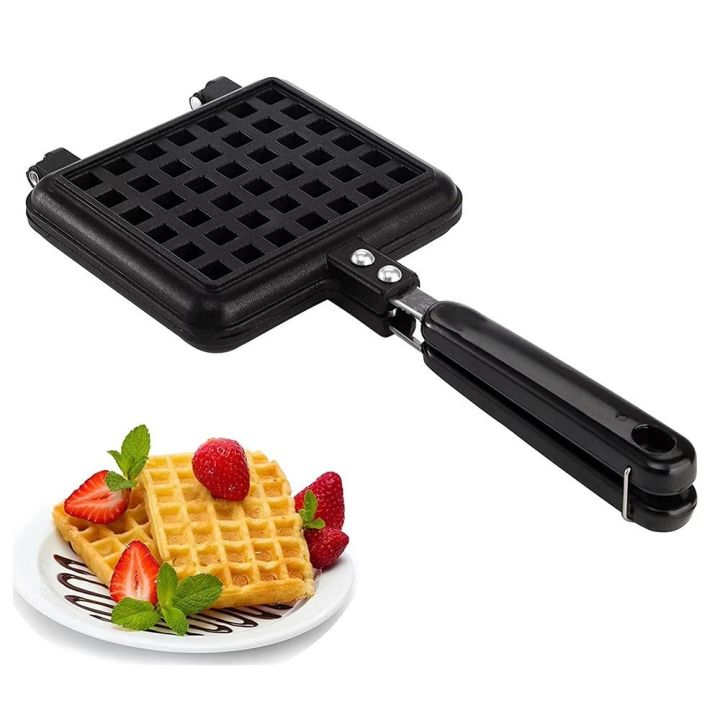 OUTILS Tay cầm dài Khuôn nướng bánh waffle Hình vuông Nhôm đúc Khuôn ...