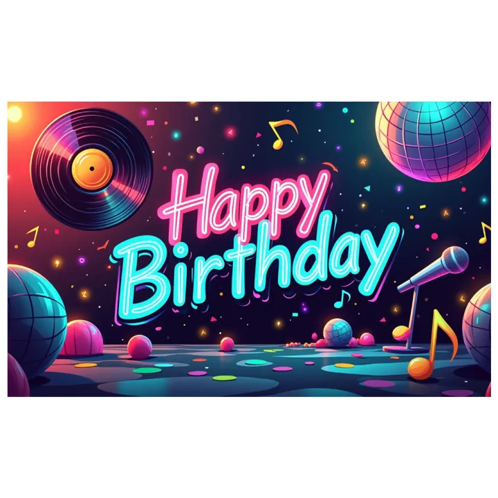 Disco Birthday Banner Party Celebration Background Music Themed Decor ...
