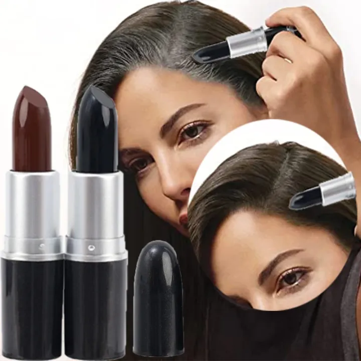 Black and Brown Disposable Lipstick Hair Dye Hair Root Concealer Hair ...