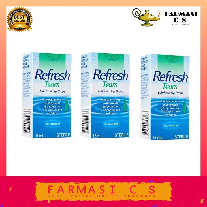 Allergan Refresh Tears Lubricant Eye Drops 15ml x 3 Bottles EXP:09/2026 ...