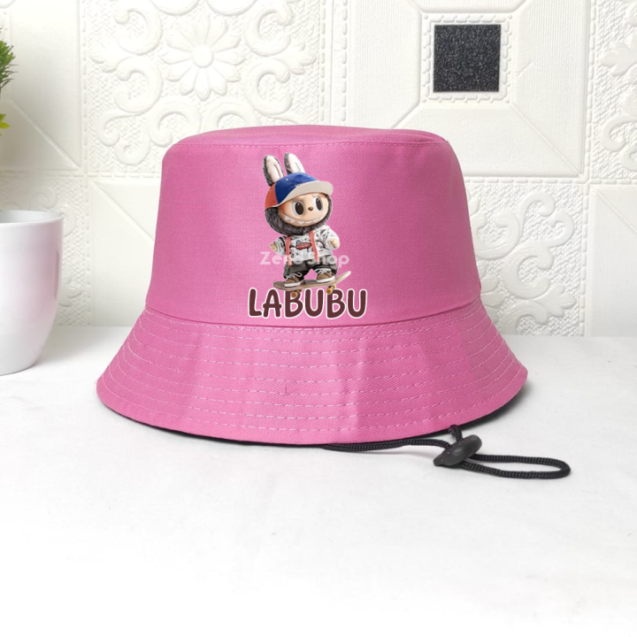 [Free Stiker Nama] Topi bucket anak labubu Topi labubu anak perempuan ...