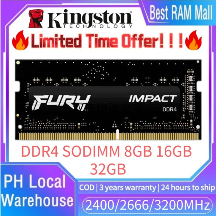 【Free shipping】Kingston Fury Impact DDR4 RAM 32GB 16GB 8GB 2400/2666/3200MHz CL17 1.2v 260PIN ...