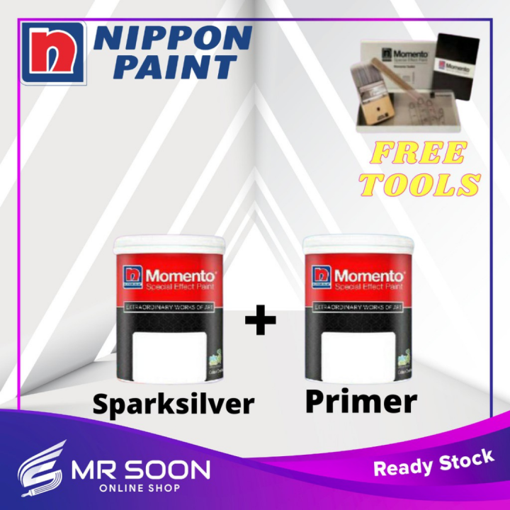 NIPPON PAINT Momento Paint 1L Set (Top Coat Textured Sparkle Silver 1L ...