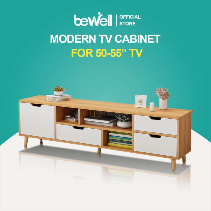 Bewell TV Cabinet Furniture Modern Minimalist Living Room (120/140CM ...
