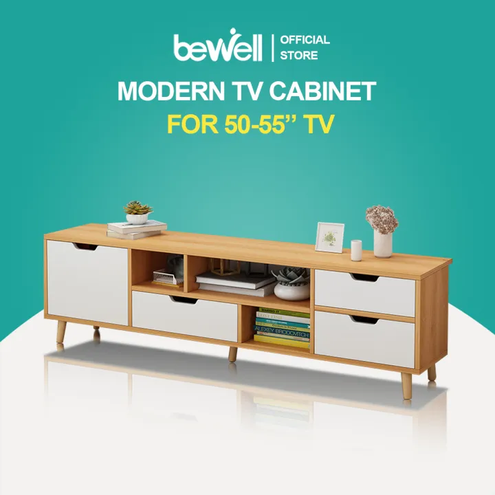Bewell TV Cabinet Furniture Modern Minimalist Living Room (120/140CM ...