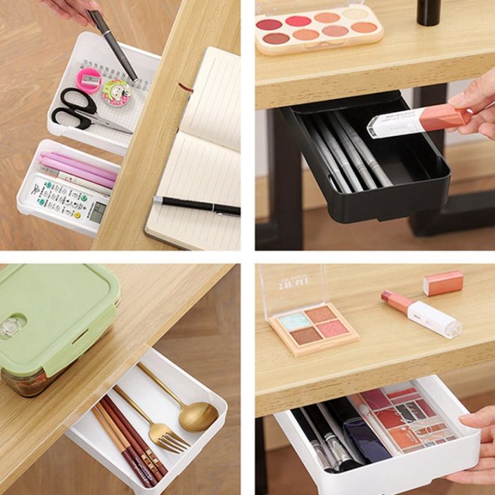 【JJL】-Under Desk Drawer Organizer Storage Box Self-Adhesive Stationary ...