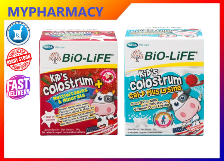 BIO-LIFE Kid's Colostrum [ Multivitamins & Minerals 60's (Red) // Cal-D ...