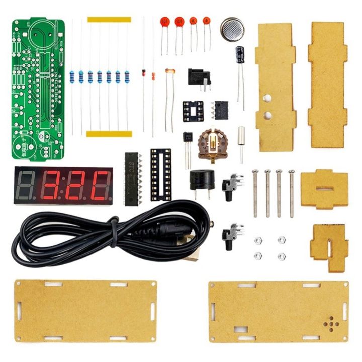 Acrylic Case Included LED Clock Kit 4-Digit Clock Hands-on Soldering ...