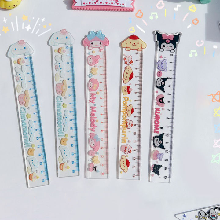 Penggaris Sanrio kreatif yang lucu, penggaris Sanrio lapisan ganda ...