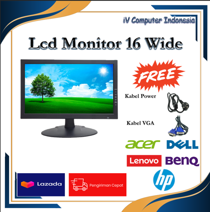 Monitor layar pc komputer 16 inc wide murah bergaransi | Lazada Indonesia