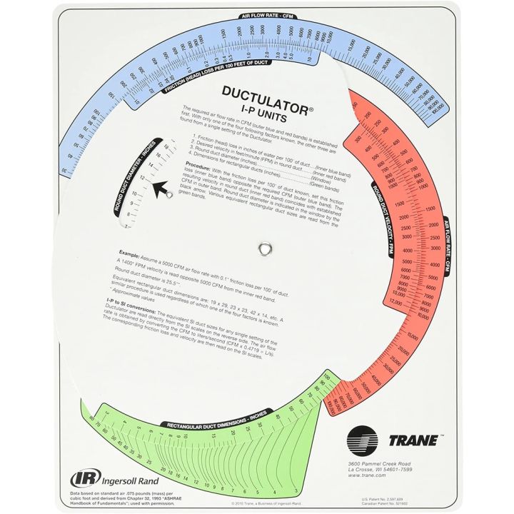 Trane TD1 Ductulator I-P and SI Units with Sleeve, Duct Sizing ...
