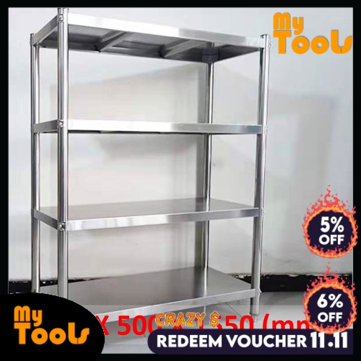 Mytools 4 Tier Stainless Steel Rack Kitchen Storage Shelf 1200L X 500W ...