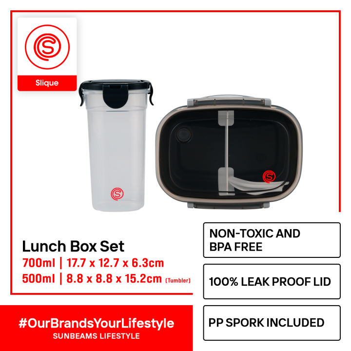SLIQUE Premium PP Lunch Box with Tumbler Set for Adult & Kids, 2 ...