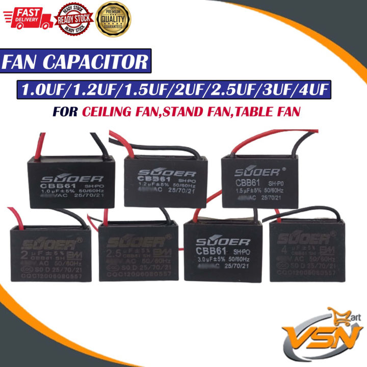 Fan Capacitor Motor Capacitor 1uF 1.2uF 1.5uF 2uF 2.5uF 3uF 4uF ...