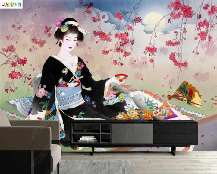 Custom wallpaper mural cherry blossoms wallpaper women Japanese cuisine ...