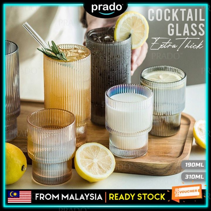 PRADO MALAYSIA Origami Nordic Style Vertical Stripes Bar Cocktail Glass ...