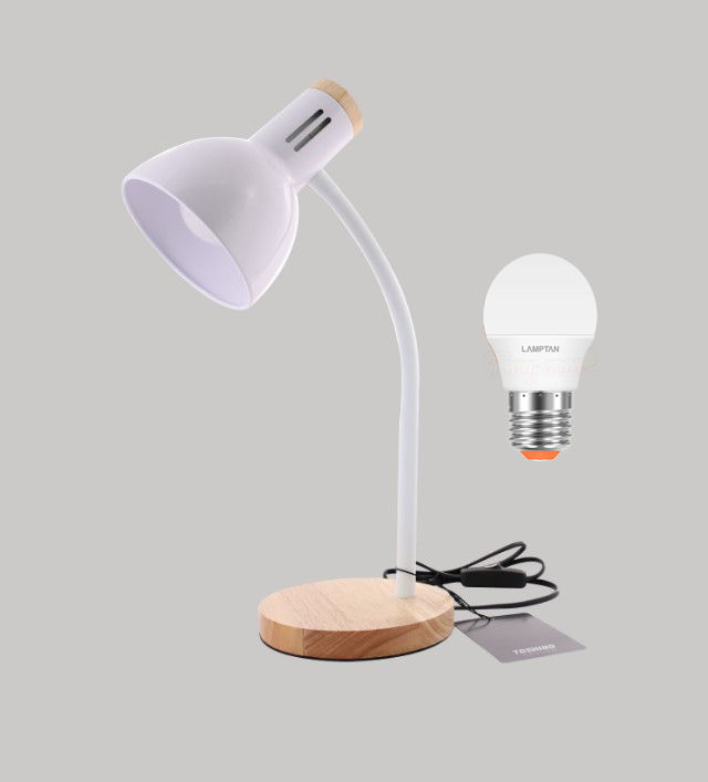 TOSHINO DL-03 โคมไฟตั้งโต๊ะ โคมไฟสไตล์โมเดิร์น สีขาว เสียบไฟบ้าน สายยาว ...