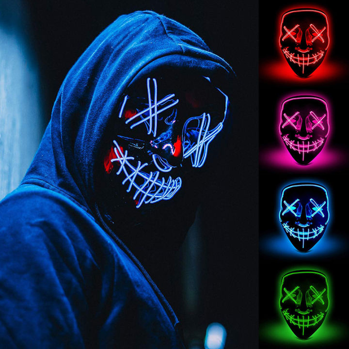Bravego Halloween LED Mask Party Light Up Mask Glow In Dark Halloween ...