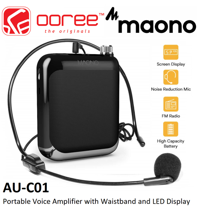 MAONO AU-C01 PORTABLE VOICE AMPLIFIER WITH WAISTBAND, LED DISPLAY , FM ...