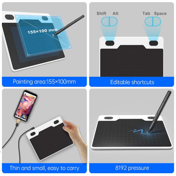 10moons T503 Graphics Tablet Digital Drawing Tablet with 5x3 inch ...