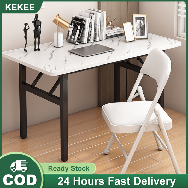 KEKEE Marble Texture Foldable Banquet Table Event Folding Dining Table ...