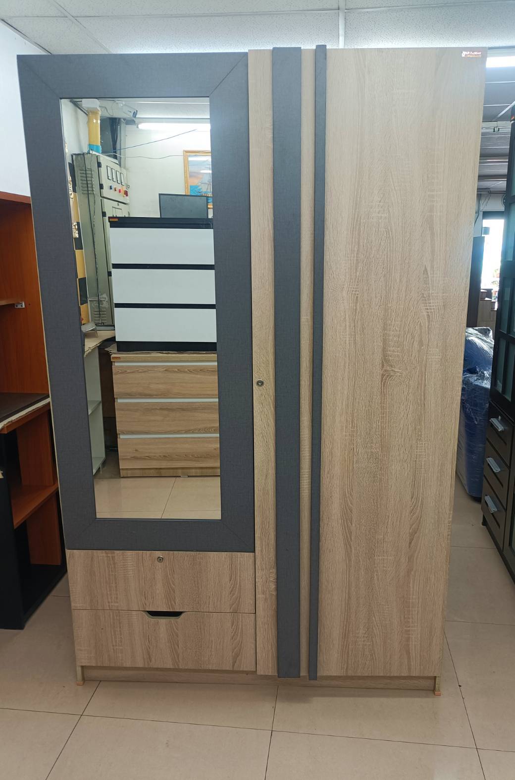 ตู้เสื้อผ้า 120ซม // ออกแบบดีไซน์สวยหรู สไตล์เกาหลี 2 ประ - Puket Stores