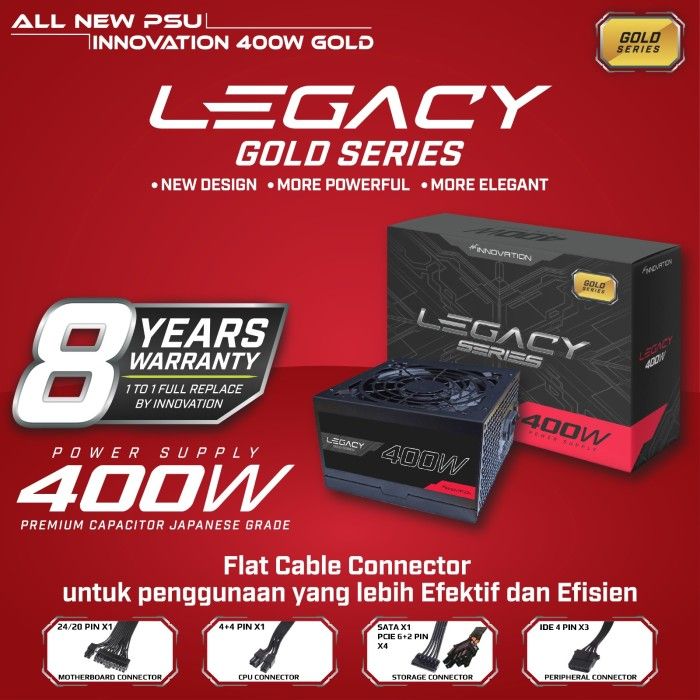 PSU INNOVATION 400W 80+ GOLD (GARANSI 8TH GANTI BARU) *HARGA PROMO* -KOMPONEN KOMPUTER | Lazada ...