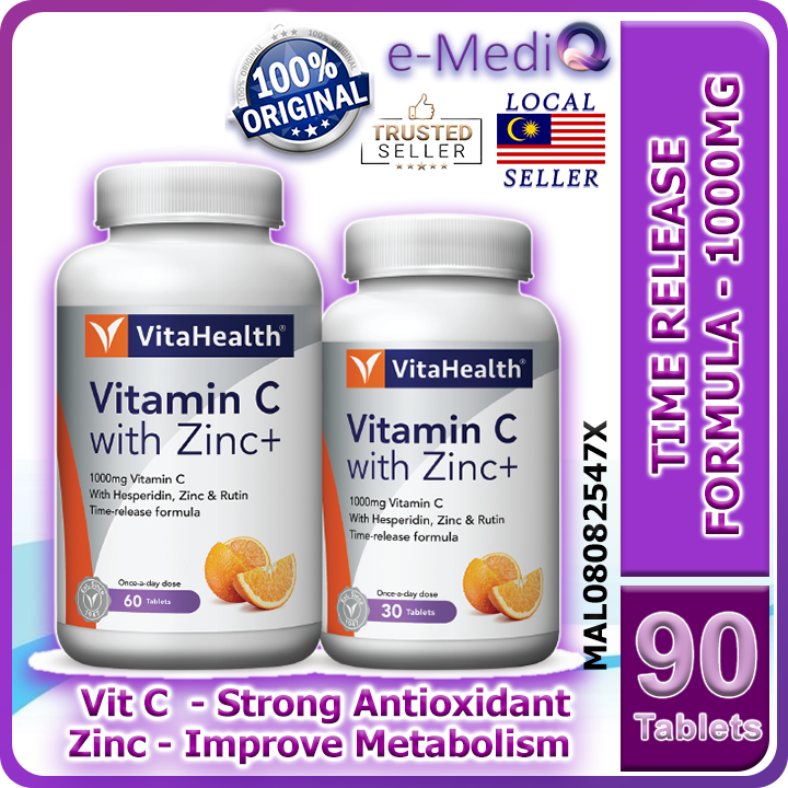 Vitahealth Vitamin C With Zinc 60s30s Set With Time Release Exp Sep 4570