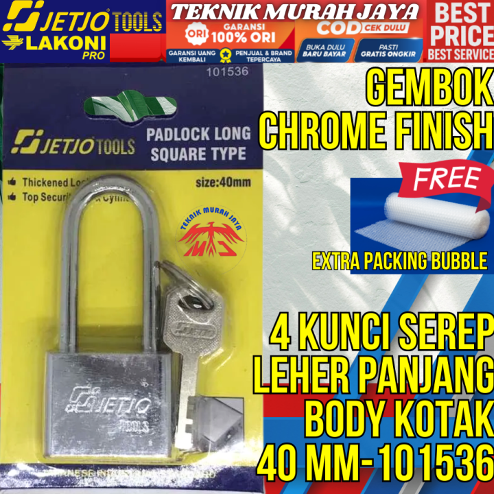 JETJO 101536 LAKONI PRO Gembok Chrome Leher PANJANG 40 MM Padlock Kunci ...