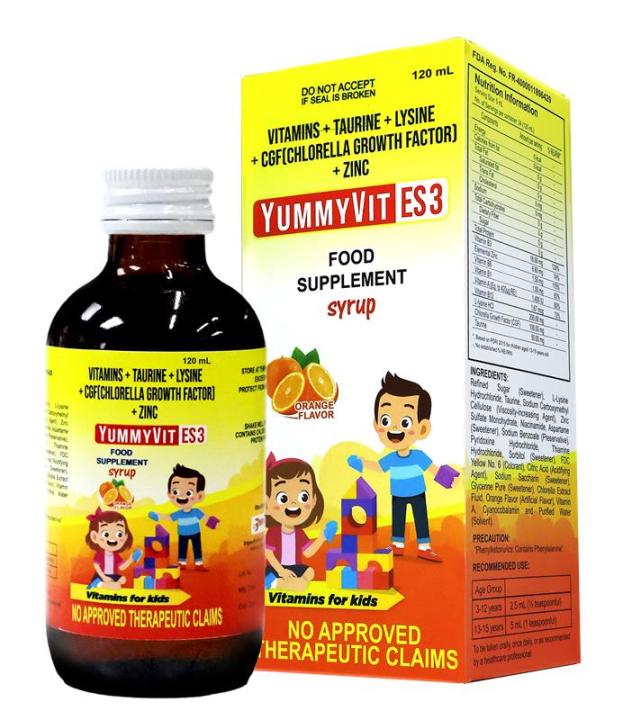 YUMMYVIT ES3 SYRUP FOOD SUPPLEMENT 120ML WITH ZINC orange flavor ...